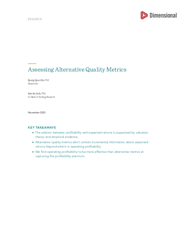Assessing Alternative Quality Metrics | Dimensional