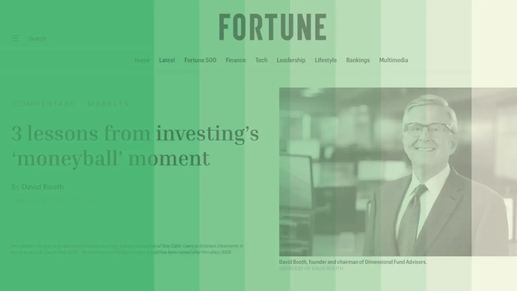 Dimensional Founder David Booth Celebrates 100 Years of Data in Fortune ...