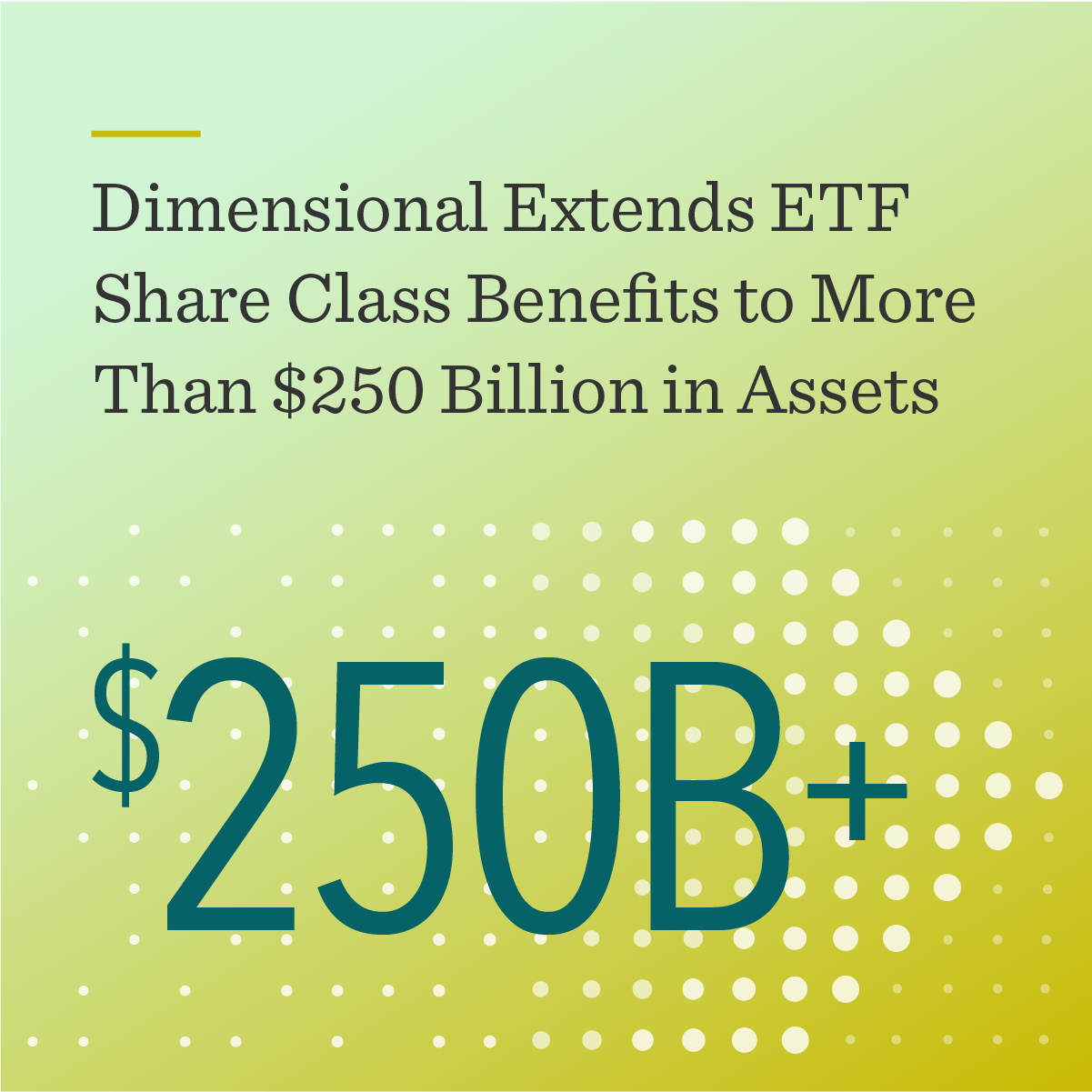 Dimensional Extends ETF Share Class Benefits to More Than $250 Billion ...