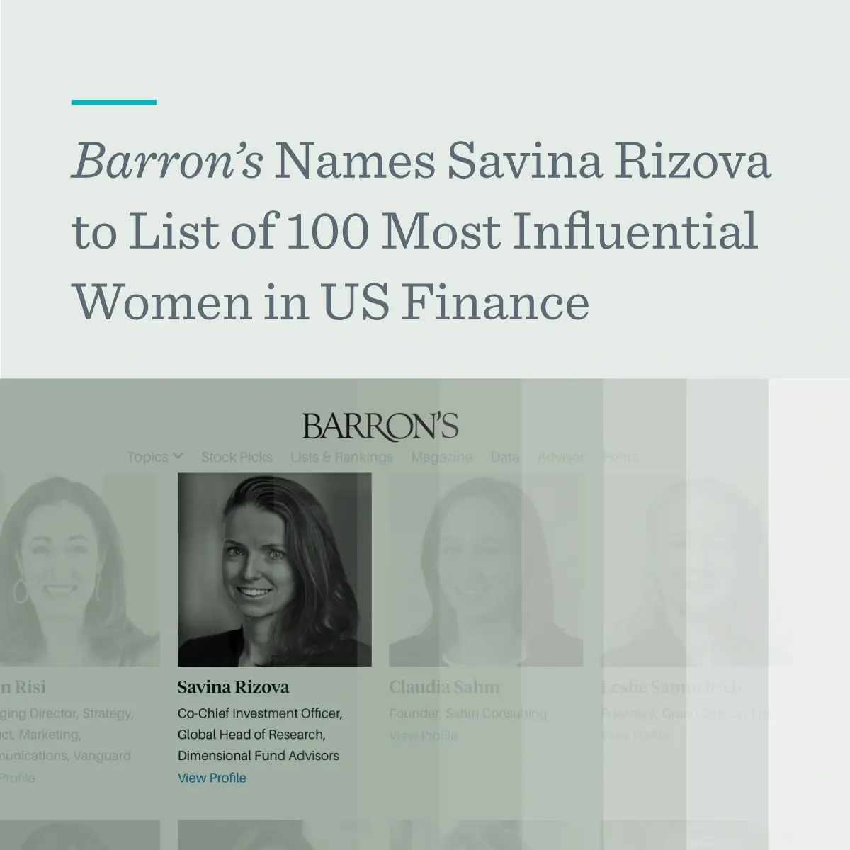 Barron’s Names Savina Rizova to List of 100 Most Influential Women in ...
