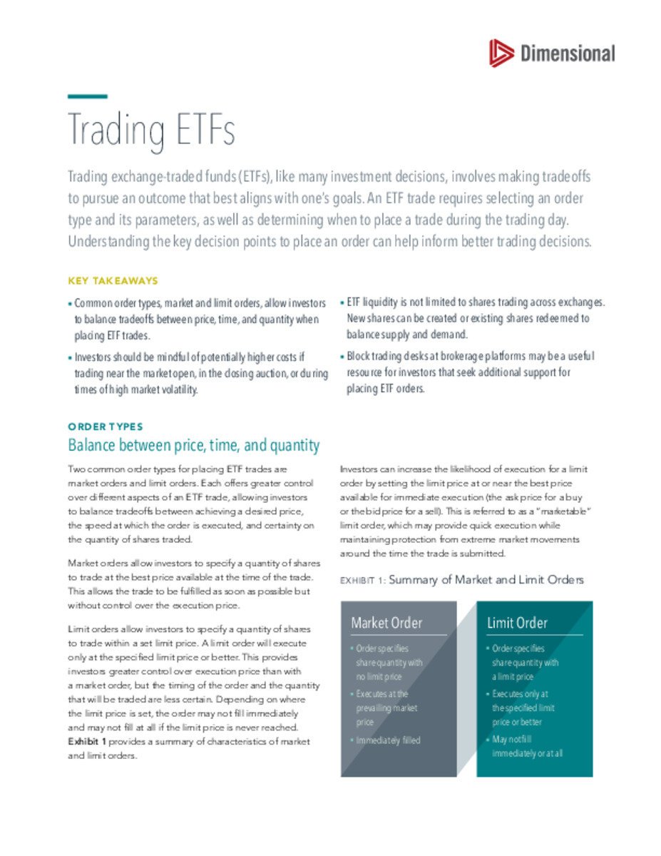 Trading ETFs | Dimensional